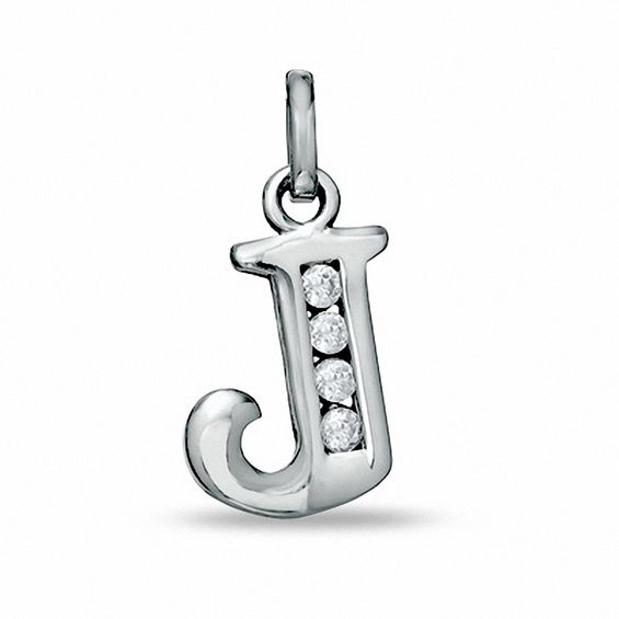 Cubic Zirconia Initial "J" Charm in Sterling Silver | Banter