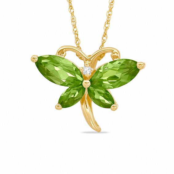 Banter Marquise Simulated Peridot and CZ Butterfly Pendant in Sterling Silver with 14K Gold Plate Connecticut Post Mall