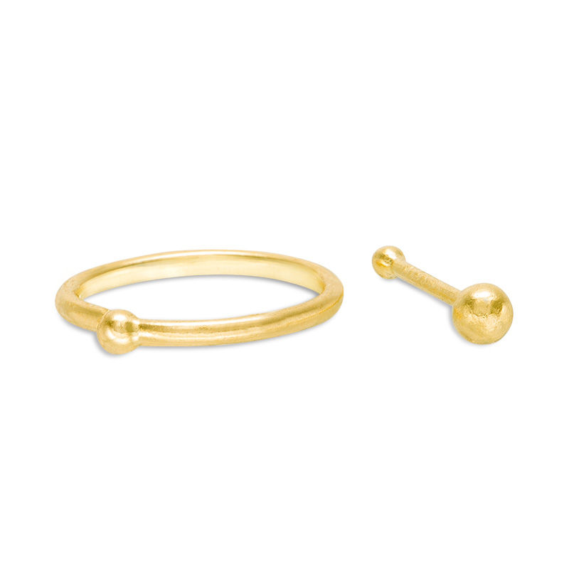 14K Hollow and Solid Gold Hoop and Nose Stud Set 20G 5 16 Banter
