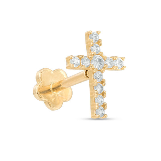 Banter 14K Tube Gold CZ Marquise Flower Stud - 18G 5/16 Banter 14K Tube Gold CZ Marquise Flower Stud - 18G 5/16