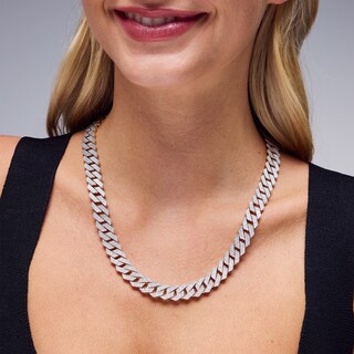 14K Gold Plated 1 CT. T.W. Diamond Angular Curb Link Necklace - 20 ...