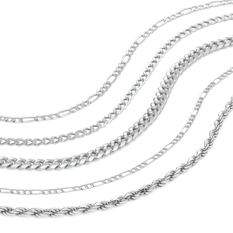 10K Semi-Solid White Gold Diamond-Cut Cuban Curb Chain - 22" | Banter
